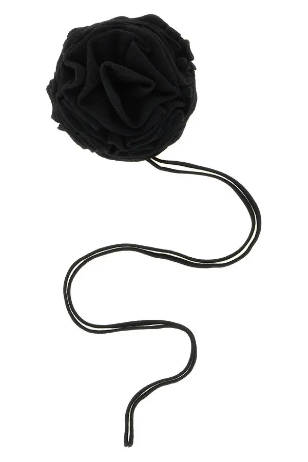 NUDE Knitted Brooch With Lace - Black