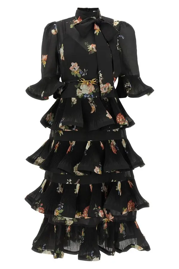 Zimmermann Pleated Sleeved Dress - Black