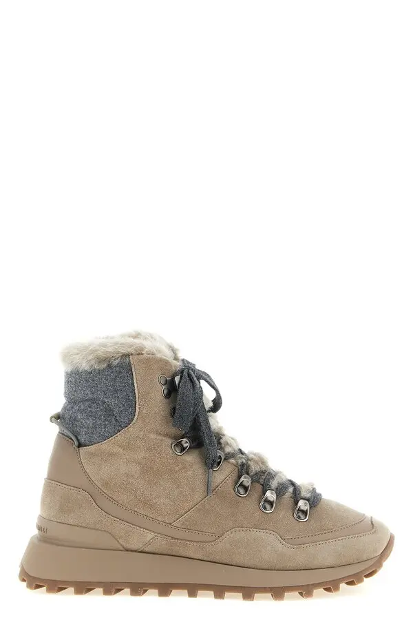 Brunello Cucinelli Suede Lace-up Ankle Boots - Beige