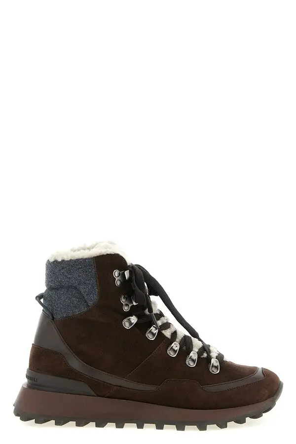 Brunello Cucinelli Lace-up Ankle Boots With Hooks - Brown