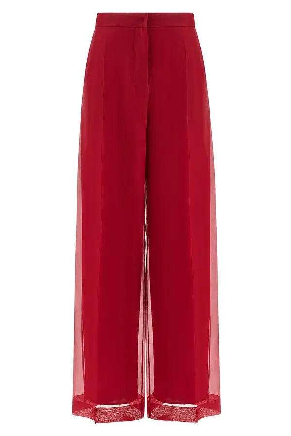 Max Mara Silk Organza Wide Leg Pants - Red