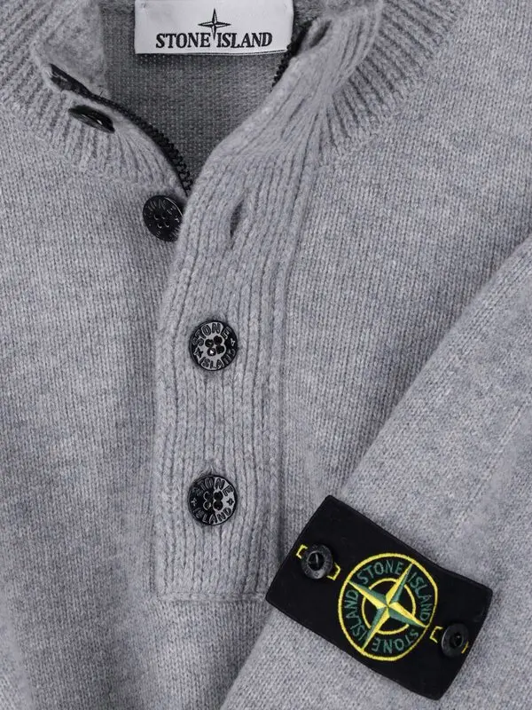 Stone Island Virgin Wool Cardigan With Compass Logo