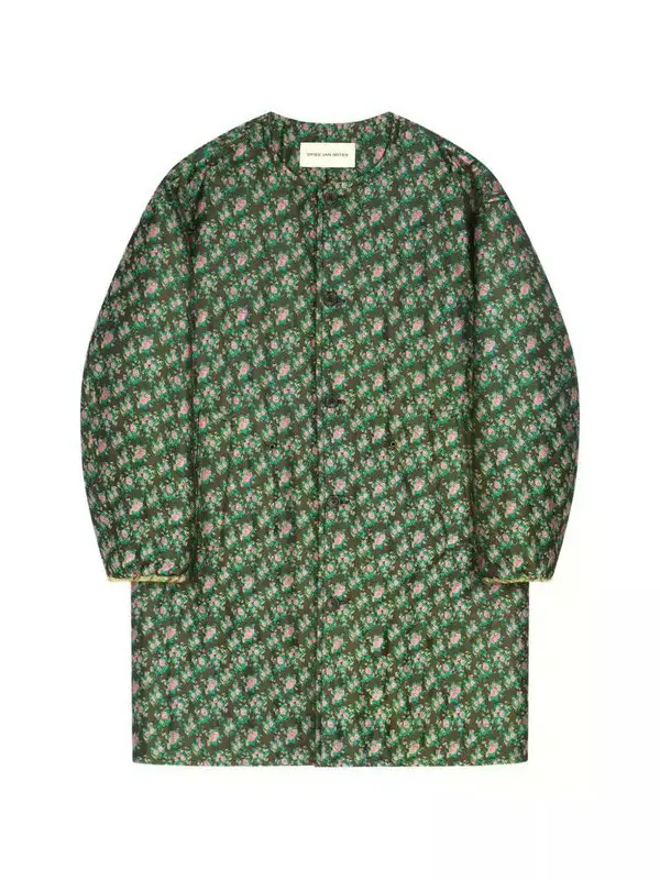 Dries Van Noten Collarless Jacquard Coat
