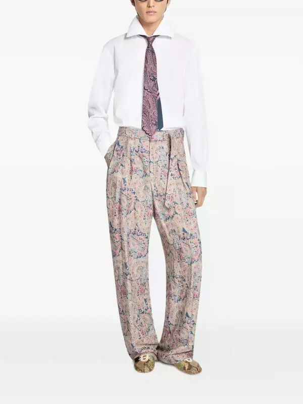 Dries Van Noten Belted Jacquard Pants