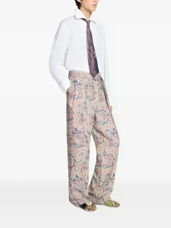 Dries Van Noten Belted Jacquard Pants