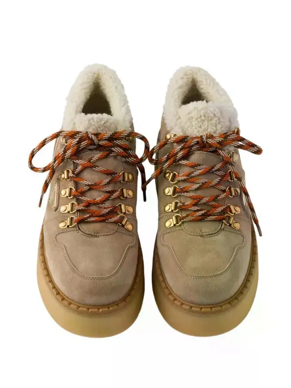 Prada Shearling-lined Suede Booties