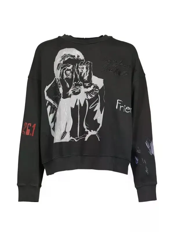 SONG FOR THE MUTE Distressed Graphic-print Sweatshirt