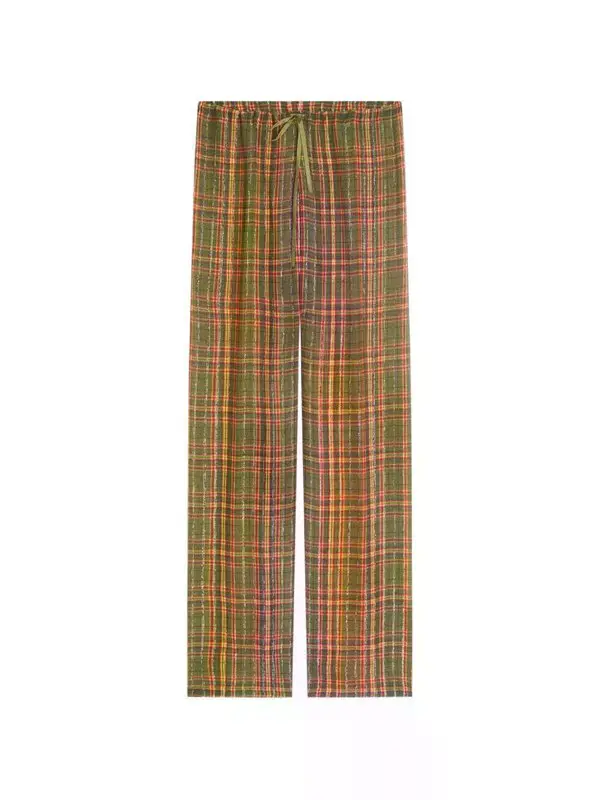 Dries Van Noten Lurex Checked Pants - Green