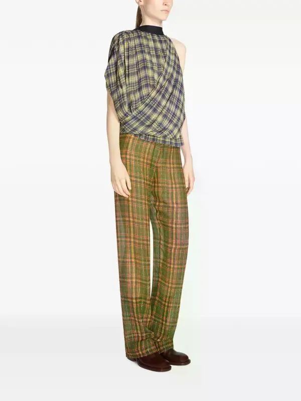 Dries Van Noten Lurex Checked Pants - Green