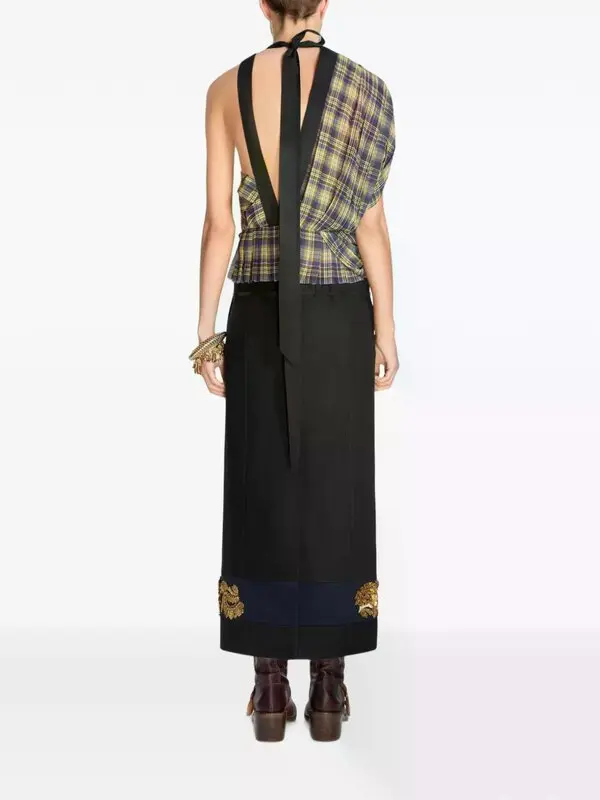 Dries Van Noten Long Embroidered Wool Skirt