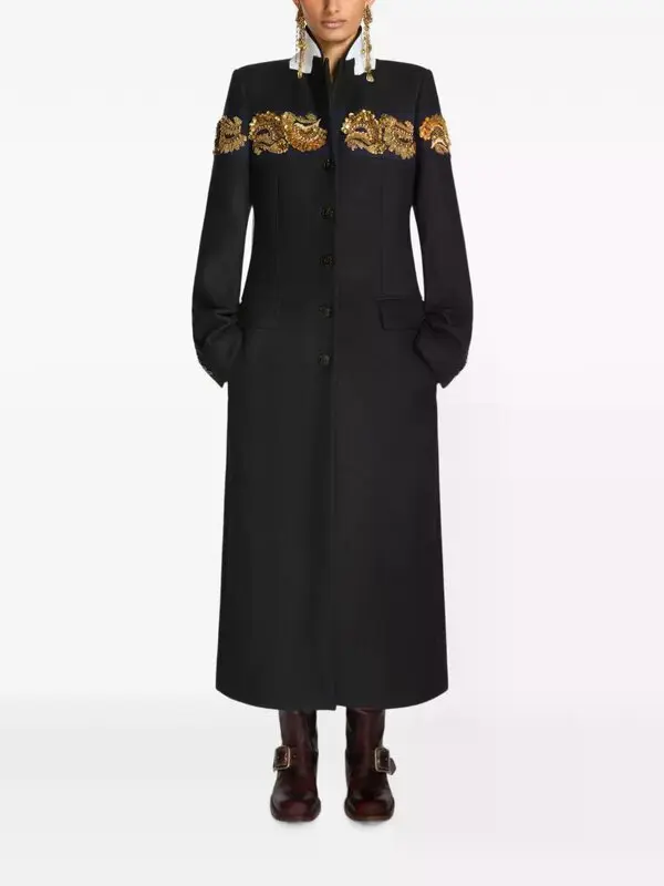 Dries Van Noten Embroidered Wool Coat