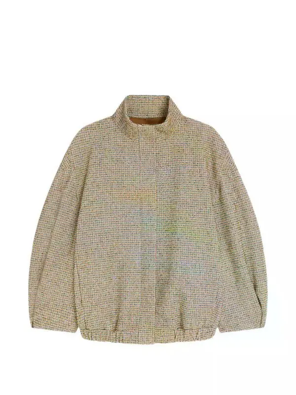 Dries Van Noten Checked Wool Cotton Blend Bomber Jacket