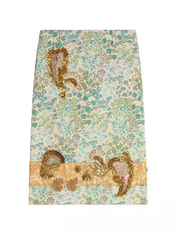 Dries Van Noten Embroidered Floral Skirt - Neutrals