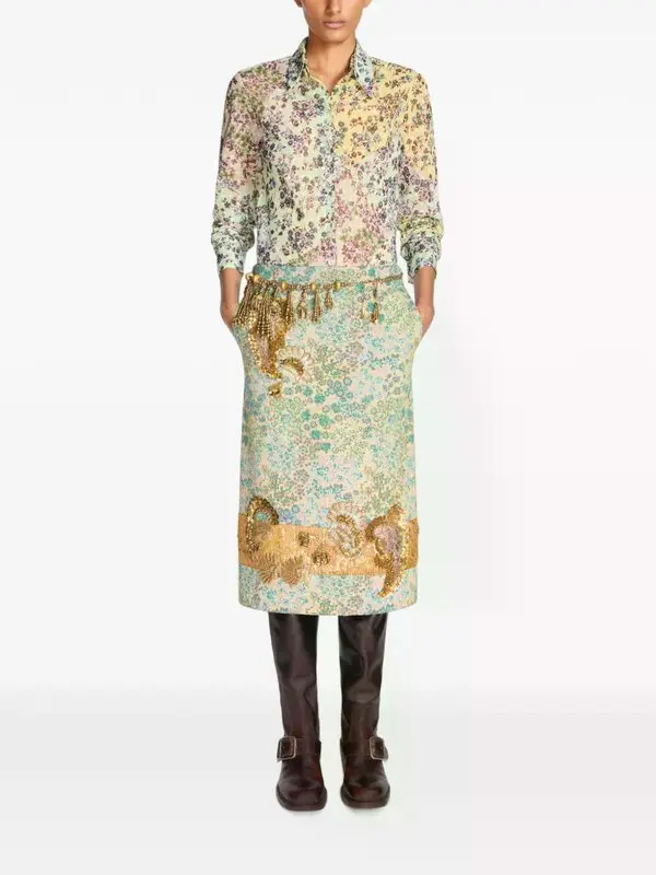 Dries Van Noten Embroidered Floral Skirt