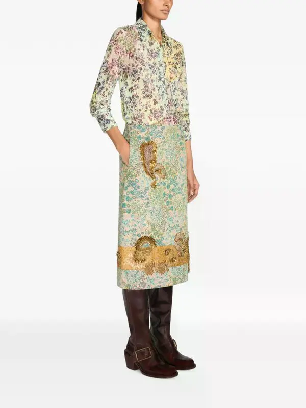 Dries Van Noten Embroidered Floral Skirt