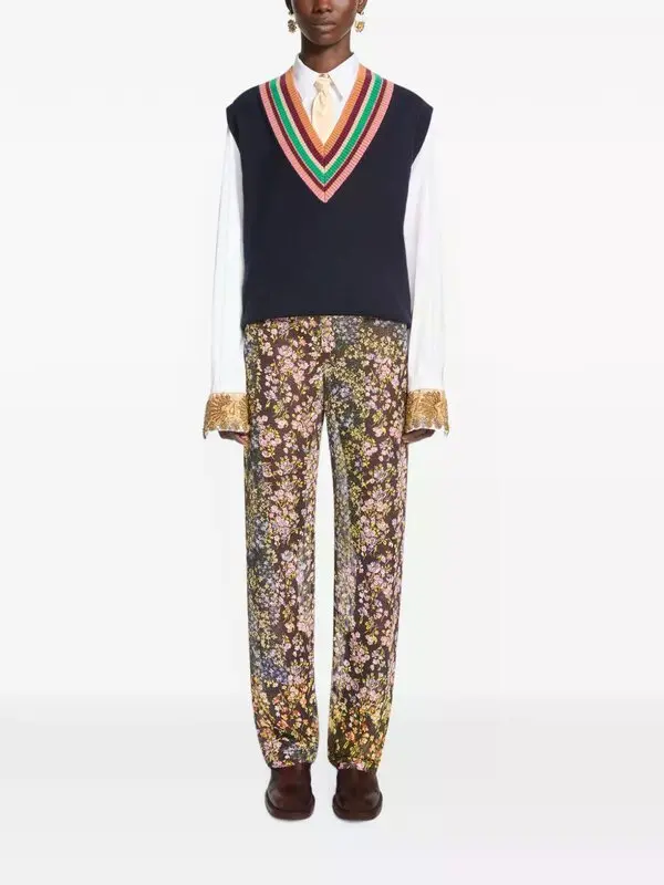 Dries Van Noten Elasticated Jacquard Pants - Brown