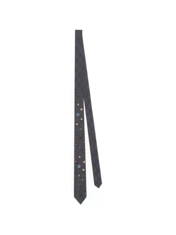 Dries Van Noten Embroidered Wool Neck Tie