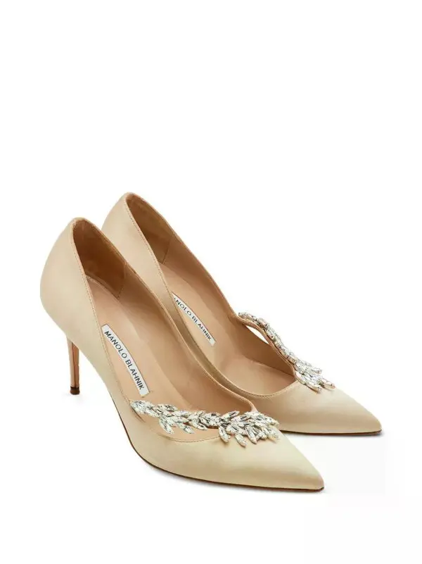 Manolo Blahnik Nadira Crystal-embellished Pumps - Neutrals