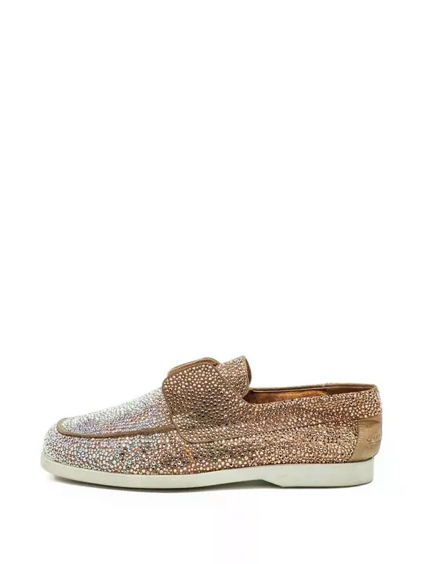 LE SILLA Crystal-embellished Leather Loafers
