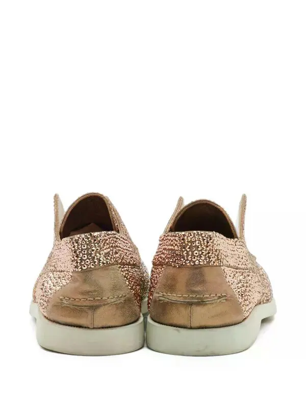 LE SILLA Crystal-embellished Leather Loafers