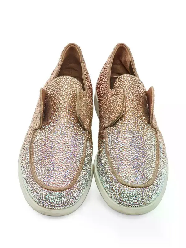 LE SILLA Crystal-embellished Leather Loafers