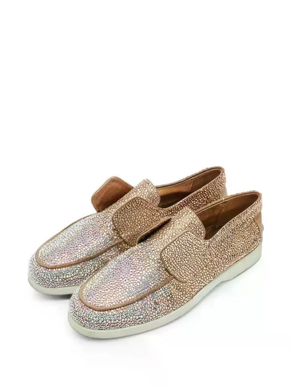 LE SILLA Crystal-embellished Leather Loafers