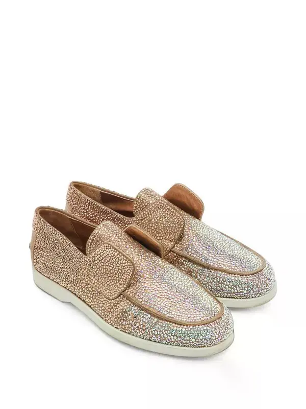 LE SILLA Crystal-embellished Leather Loafers