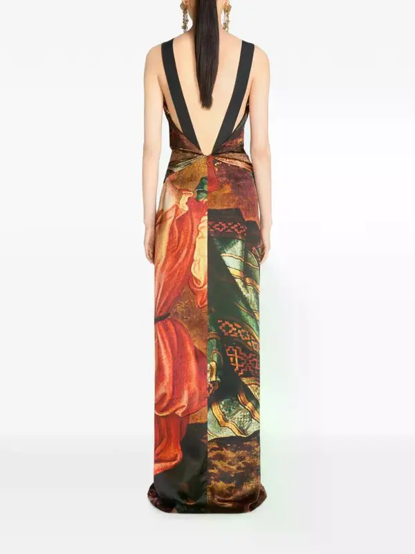 Dries Van Noten Satin Draped Long Gown