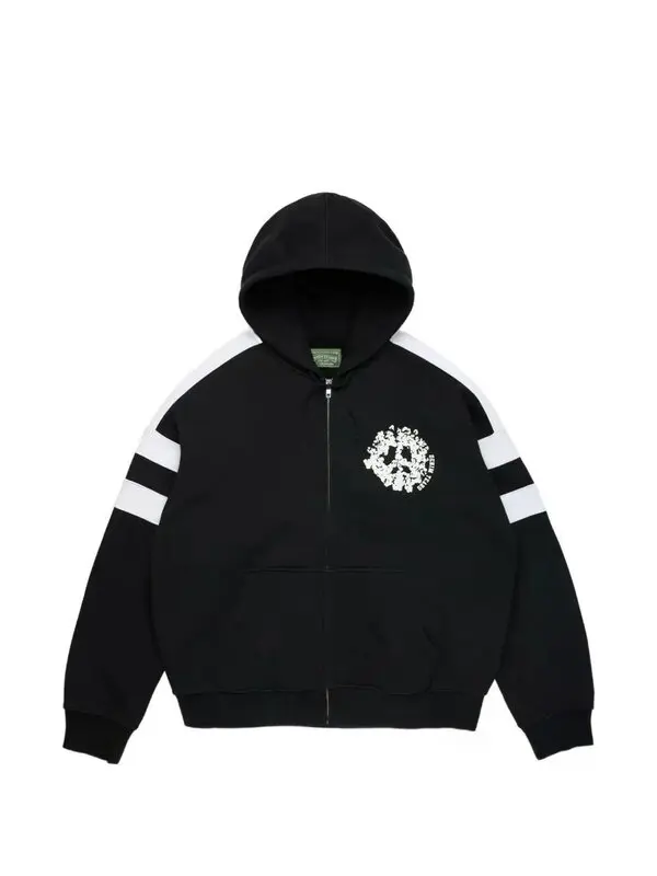 DENIM TEARS U Paneled Zip-up Hoodie - Black