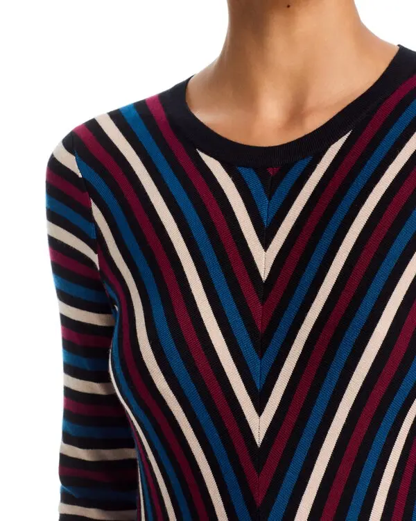 T Tahari Striped Midi Flared Dress