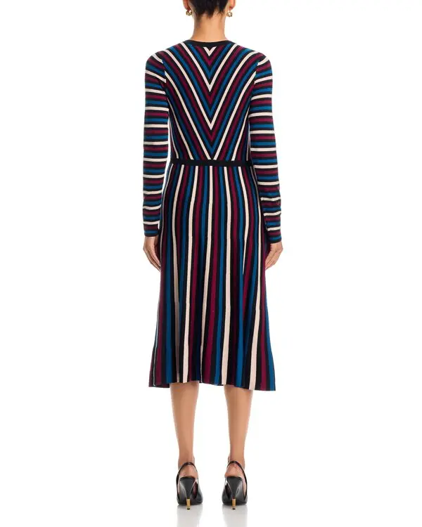 T Tahari Striped Midi Flared Dress