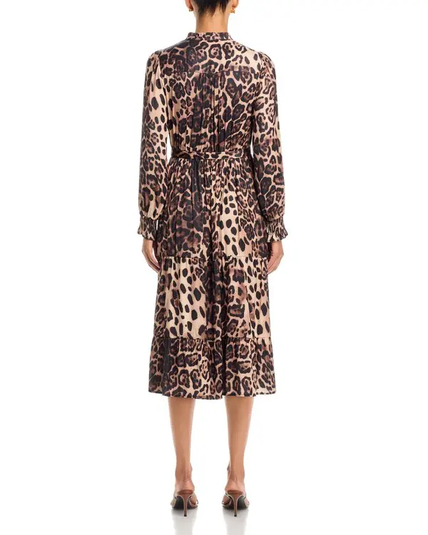 T Tahari Split Neck Belted Dress