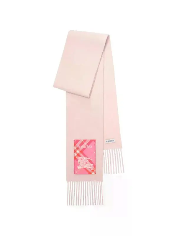 Burberry Narrow Check Label Cashmere Scarf - Pink