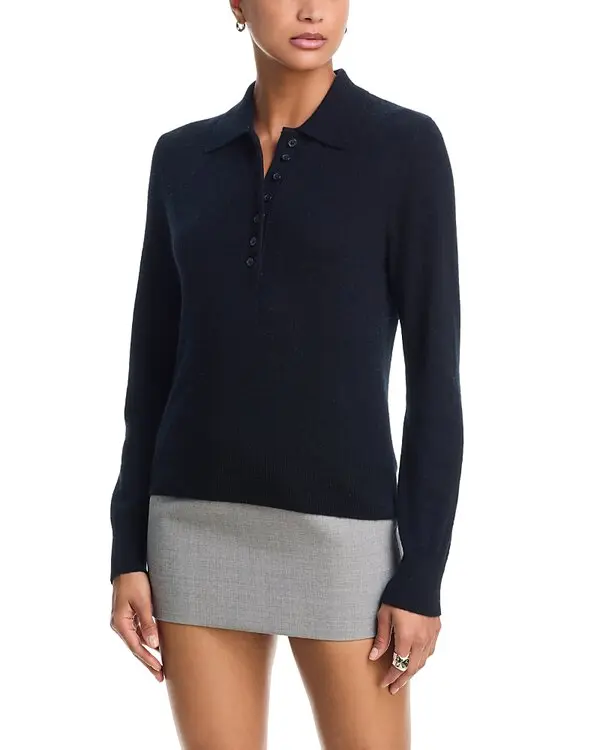 Aqua Henley Polo Cashmere Sweater Exclusive - Black