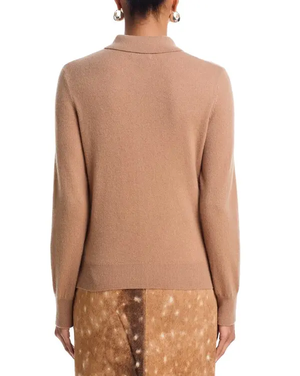 Aqua Henley Polo Cashmere Sweater Exclusive - Camel