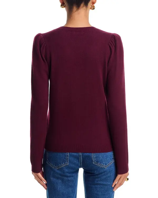 Aqua Ruched Puffed Shoulder Sweater Exclusive - Black Cherry
