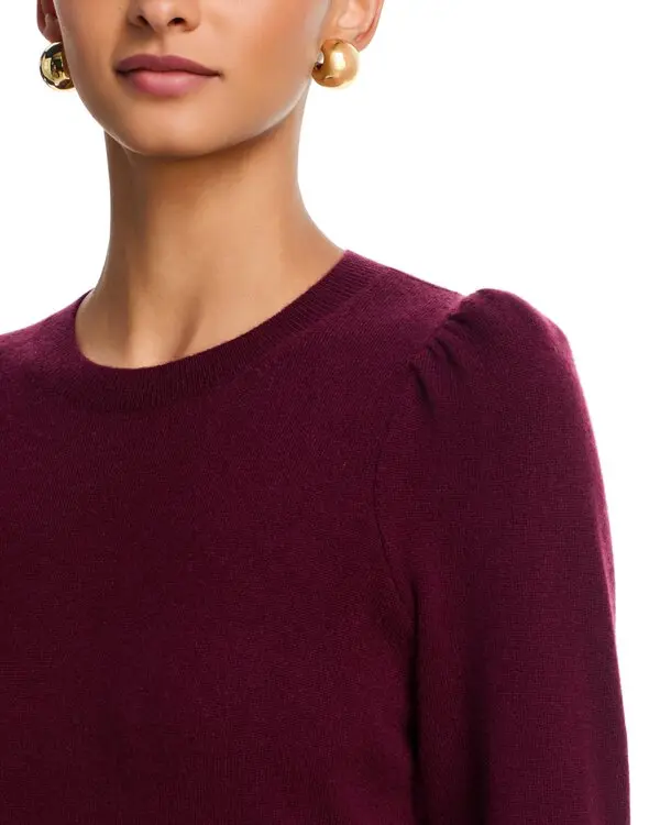 Aqua Ruched Puffed Shoulder Sweater Exclusive - Black Cherry