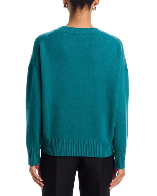 Aqua Cashmere V Neck Drop Shoulder Sweater Exclusive - Peacock