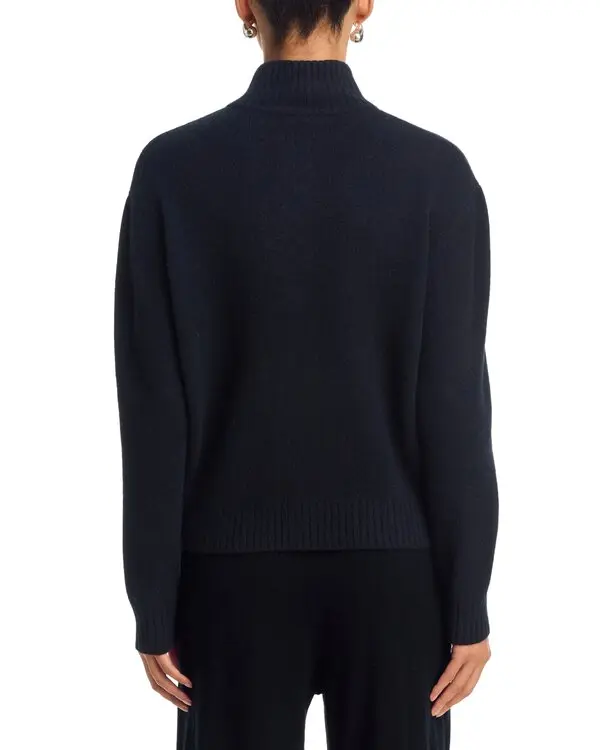 Aqua Brushed Cashmere Zip Front Sweater Exclusive - Black
