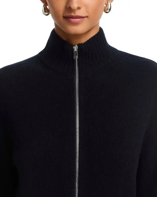 Aqua Brushed Cashmere Zip Front Sweater Exclusive - Black