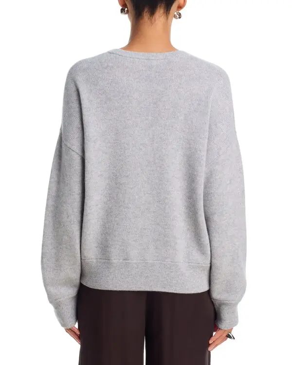 Aqua Drop Shoulder Dolman Crewneck Cashmere Sweater Exclusive - Light Grey