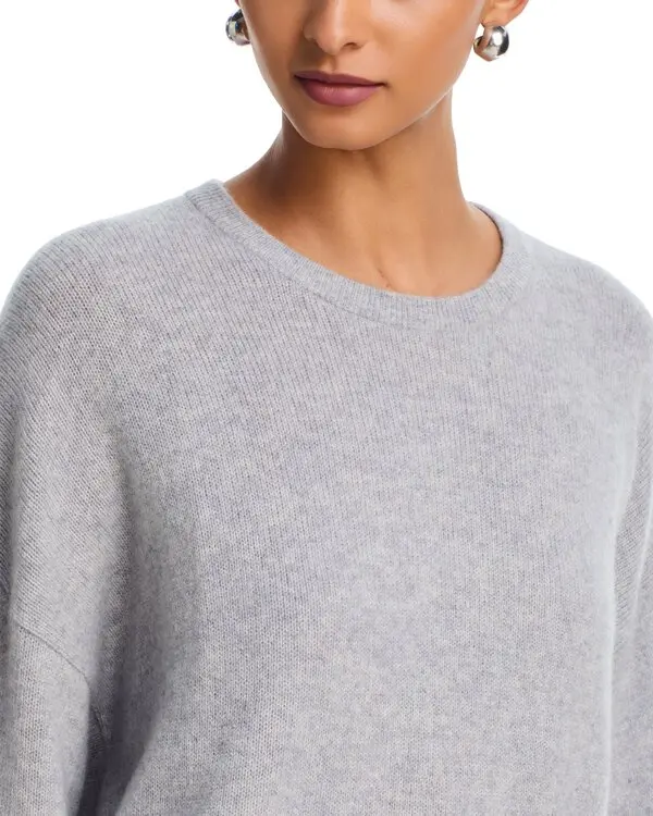 Aqua Drop Shoulder Dolman Crewneck Cashmere Sweater Exclusive - Light Grey