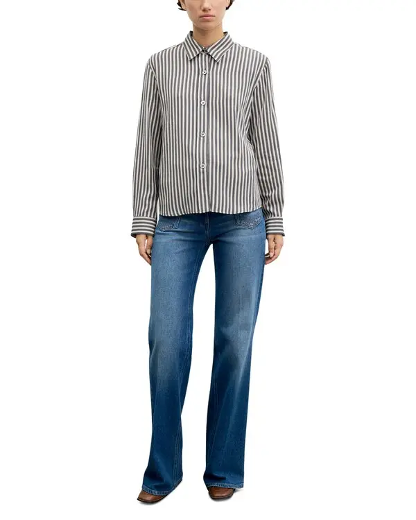 Gerard Darel Loris Printed Button Front Blouse