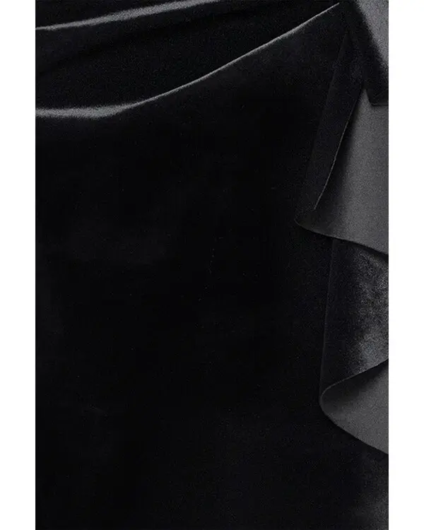 Aqua Stretch Velvet Mock Neck Gown