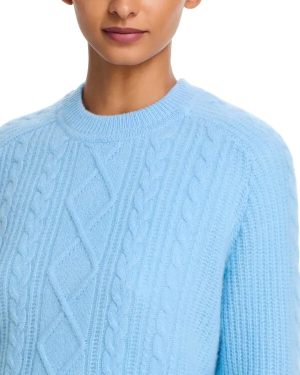 Aqua Cashmere Cable Knit Raglan Sleeve Sweater Exclusive - Bright Sky