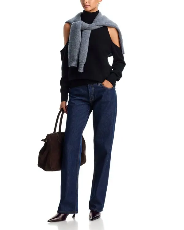 Aqua Cashmere Turtleneck Cold Shoulder Sweater Exclusive