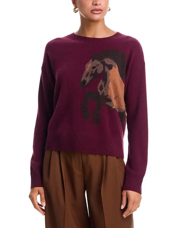 Aqua Cashmere 100% Cashmere Crewneck Sweater Exclusive - Black Cherry