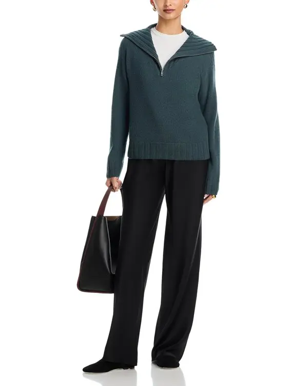 Aqua Cashmere Half Zip Sweater Exclusive - Army