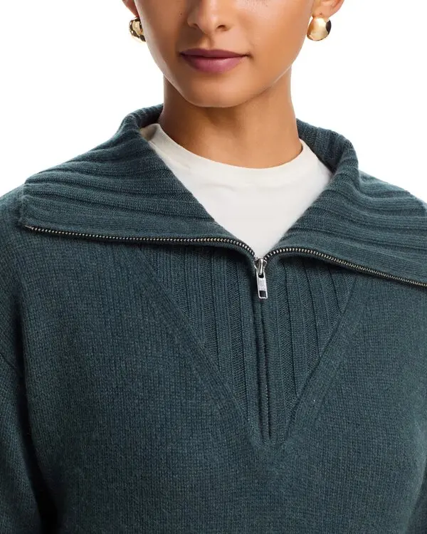 Aqua Cashmere Half Zip Sweater Exclusive - Army
