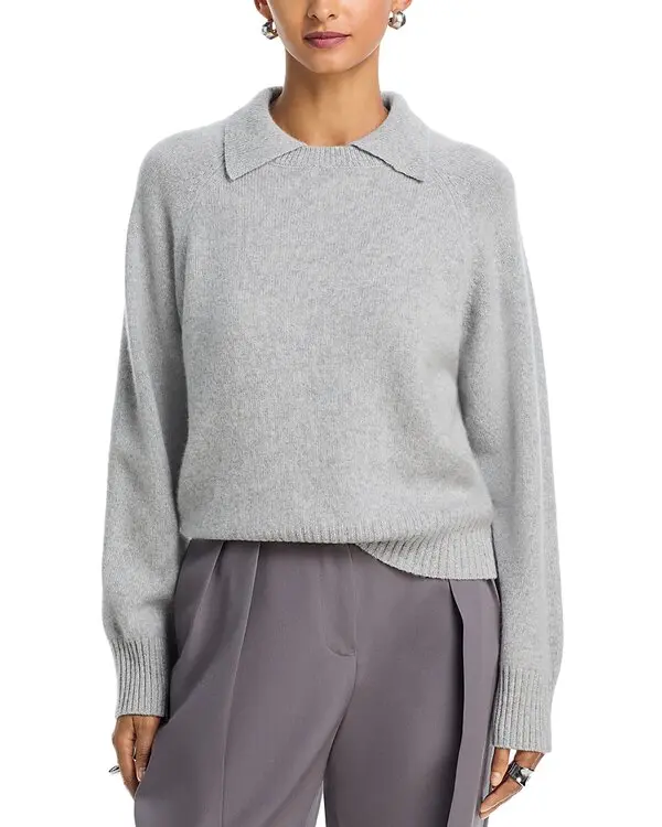Aqua Cashmere Collared Crewneck Sweater Exclusive